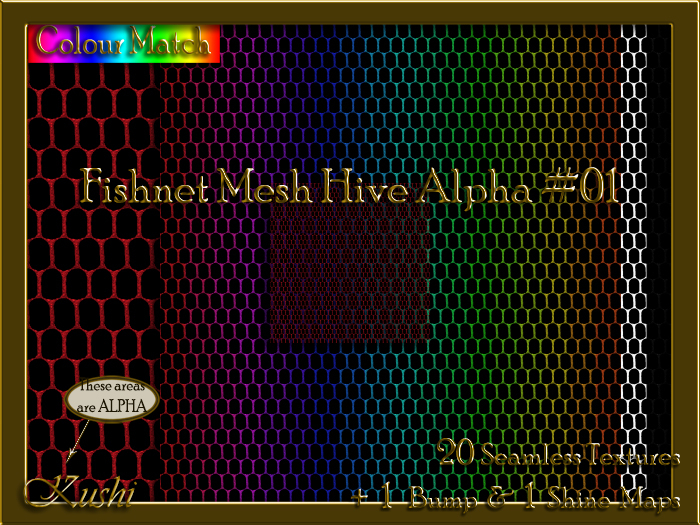 Second Life Marketplace - Fishnet Mesh Hive ALPHA #01 Texture Pack